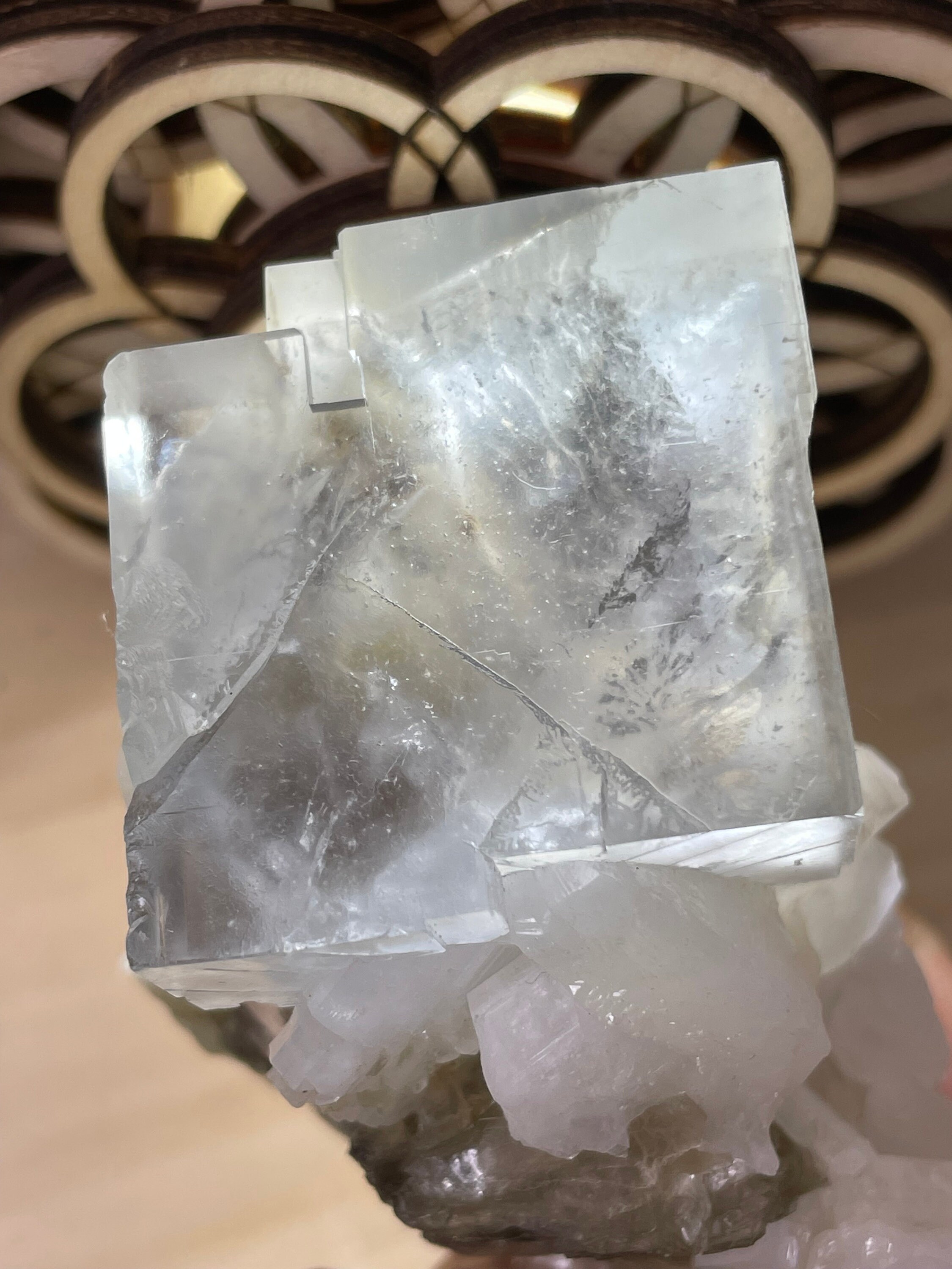 Super Rare Light Blue Fluorite With Amazing Phantom on Calcite/mica ...