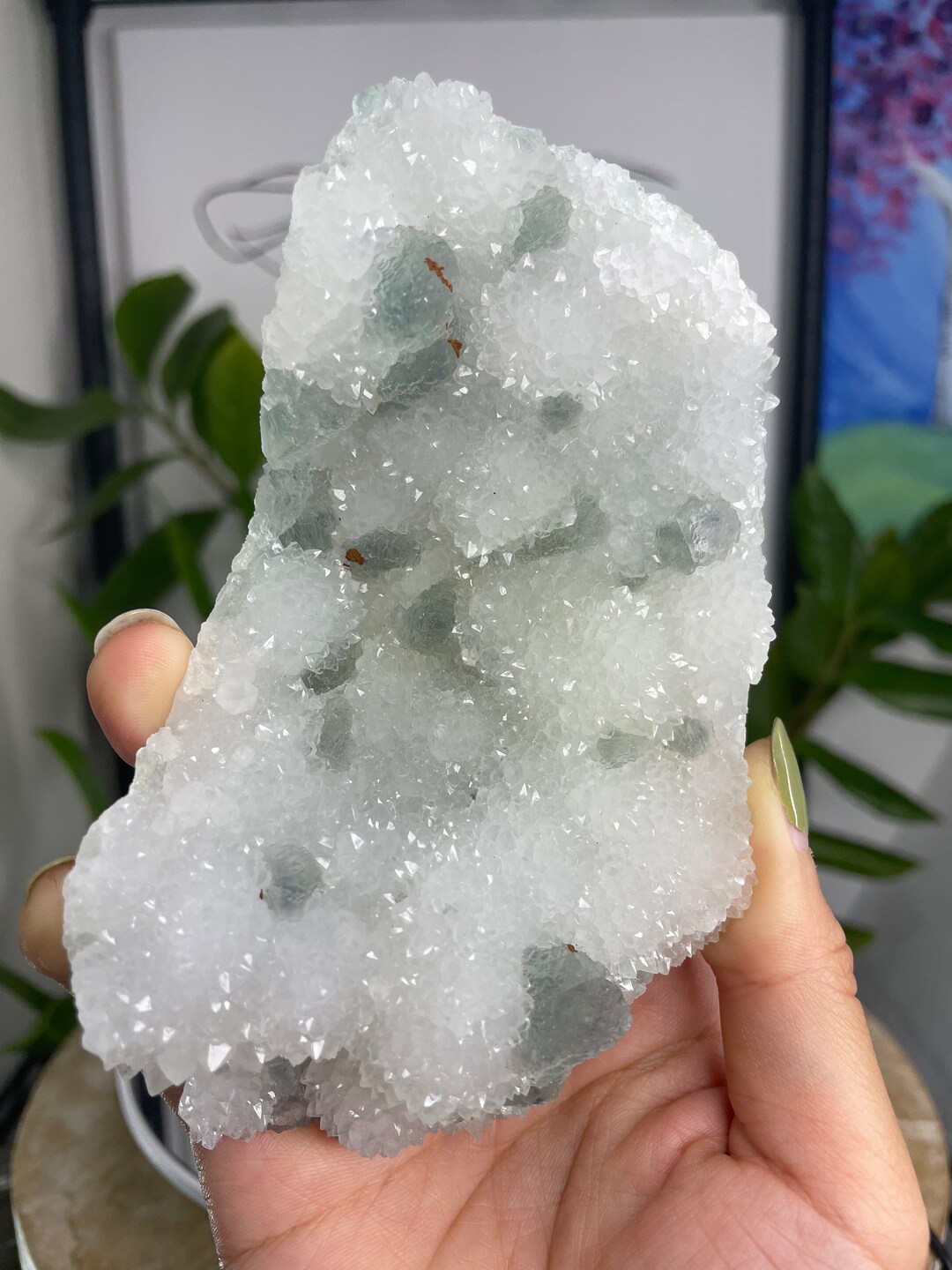 Green Stepped Octahedral Fluorite on Sugary Quartz Matrix From Fujian ...