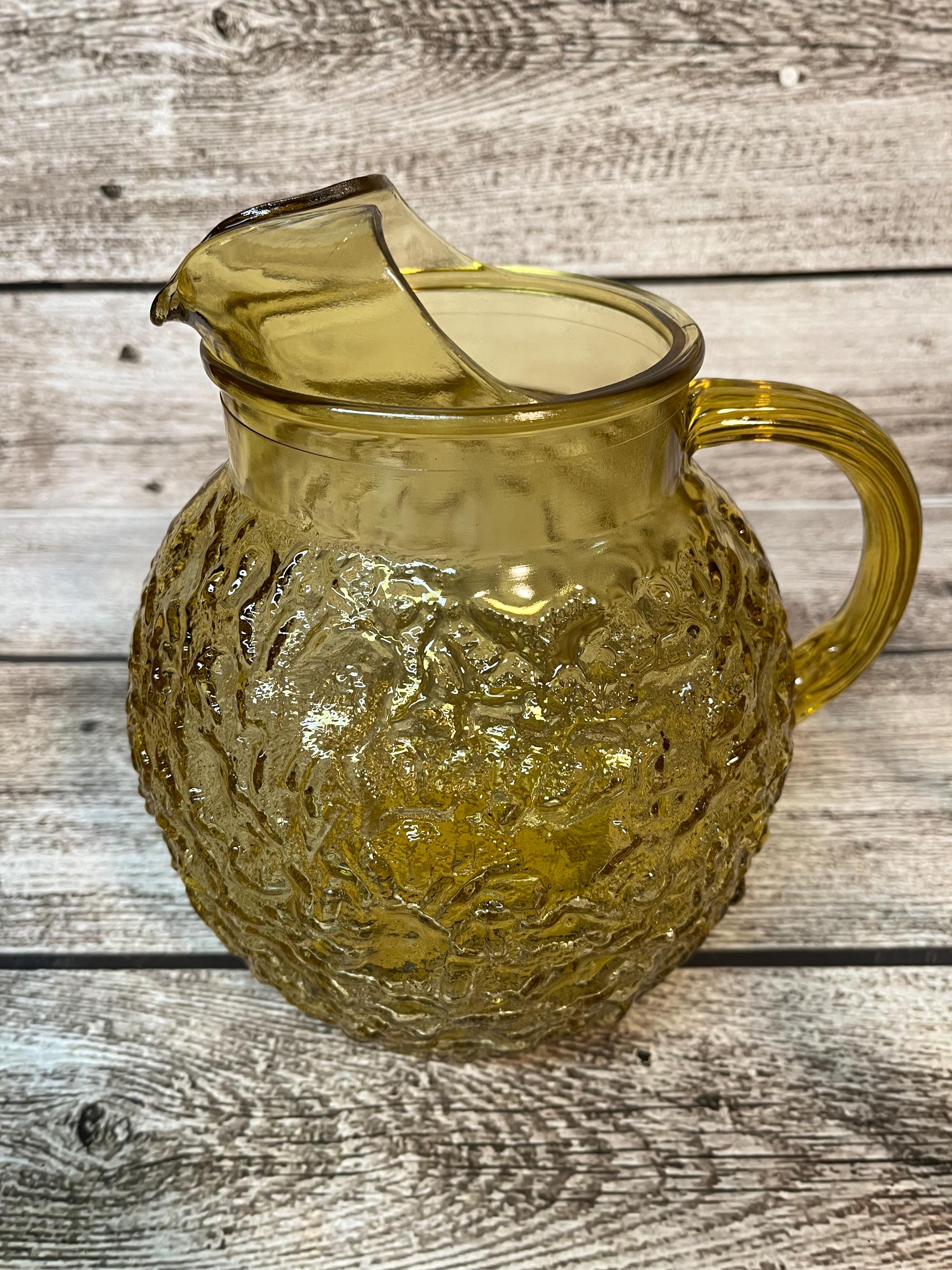 Vintage Milano Honey Amber Glass Pitcher With 4 Iced Tea/lemonade ...