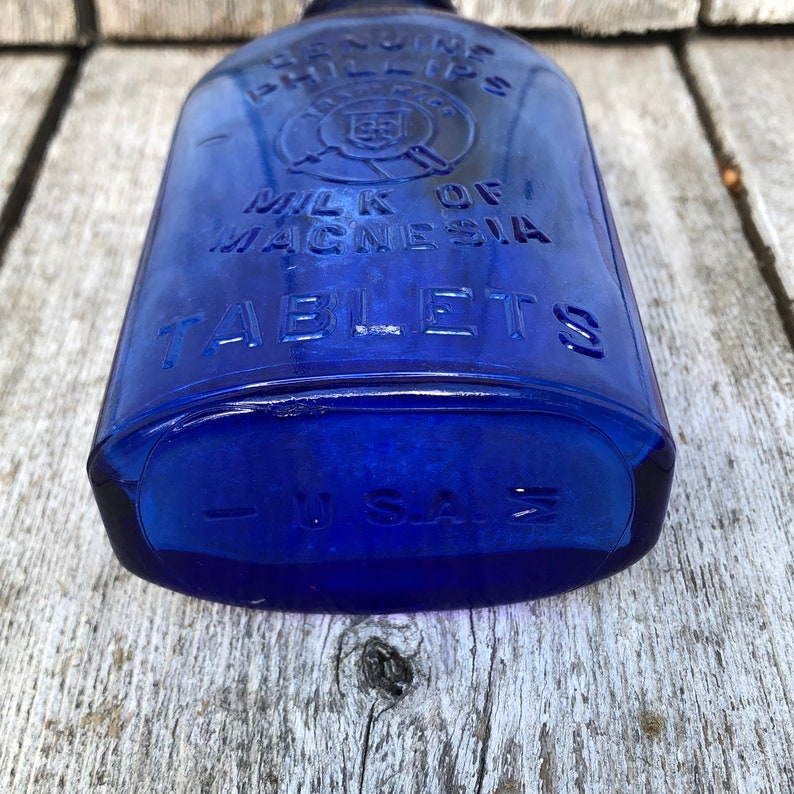 Vintage Phillips Milk of Magnesia Cobalt Blue Bottle With Lid - Etsy