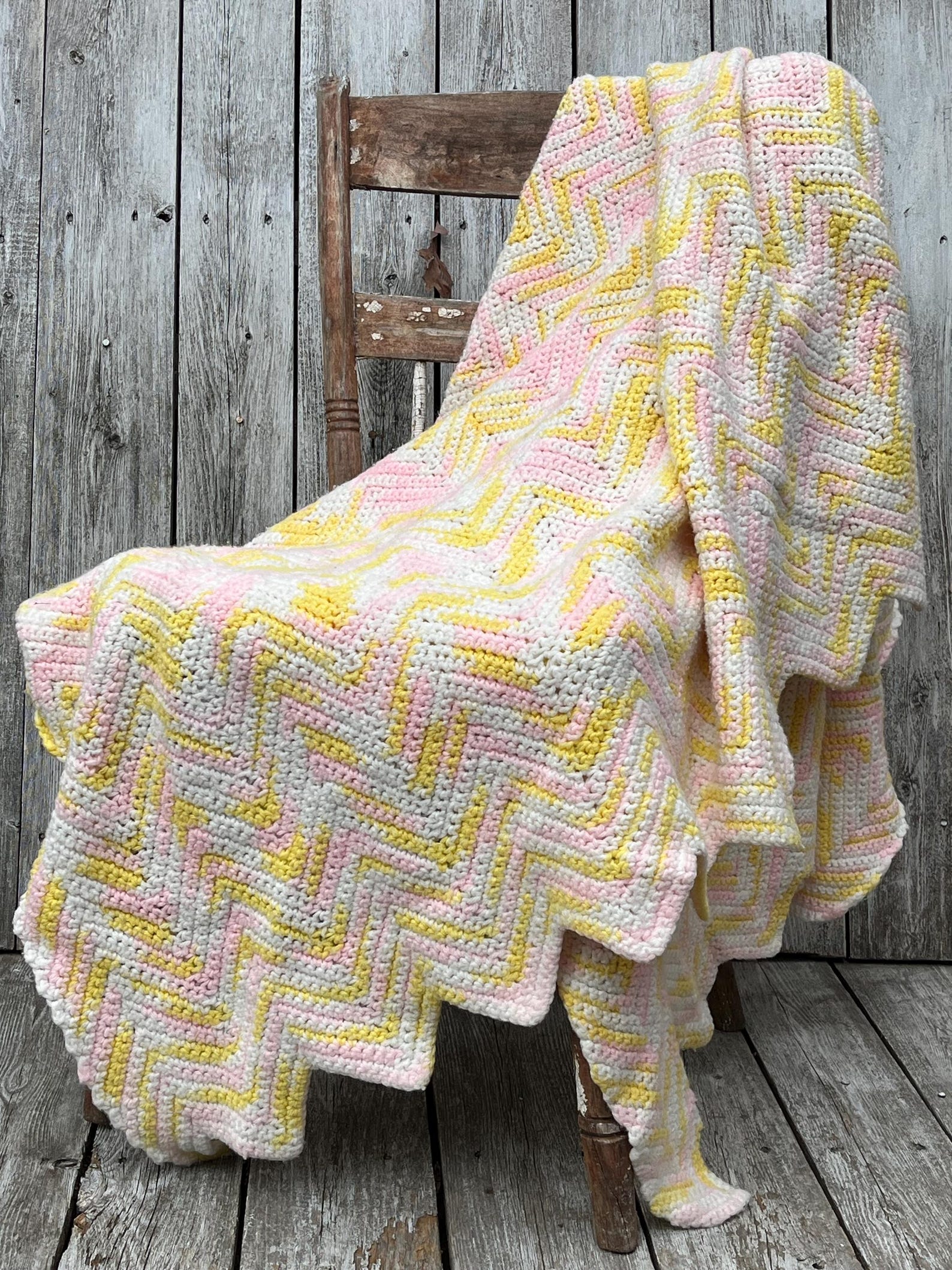 Vintage Pastel Chevron Pattern Hand Crocheted Afghan Blanket - Etsy