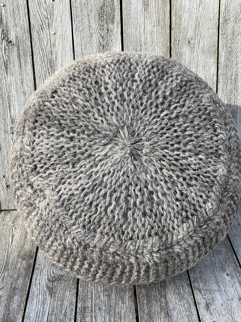 Hand Knitted 100% Wool Pouf by the Earth Company - Etsy