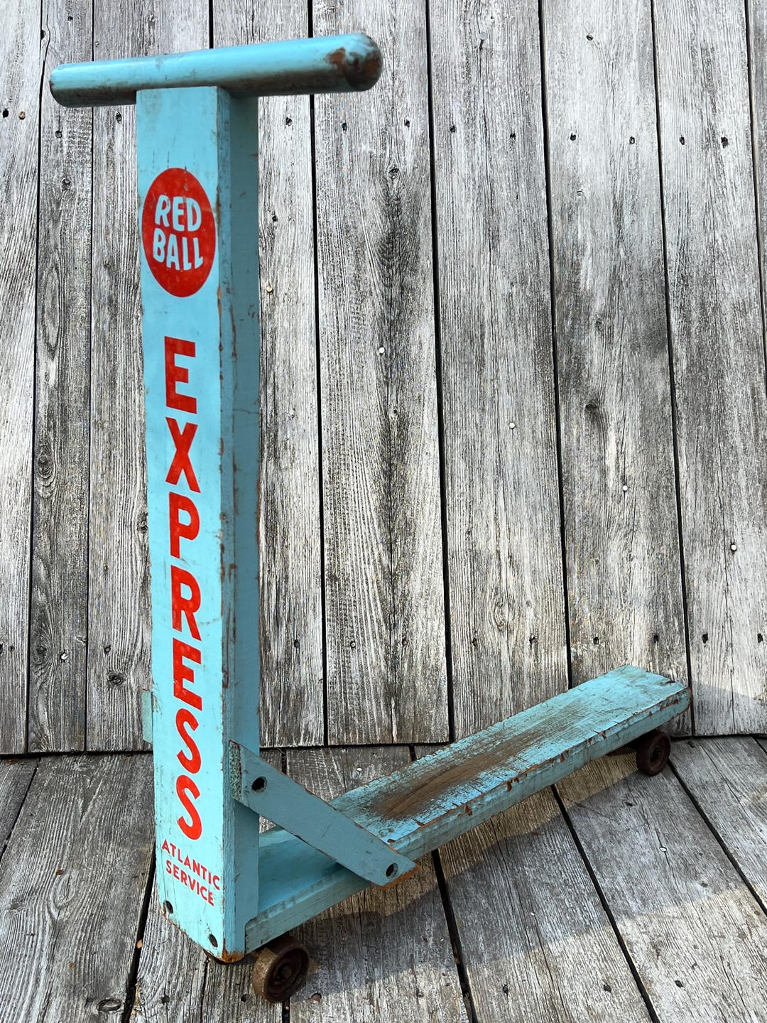 Vintage Red Ball Express Wooden Scooter - Etsy