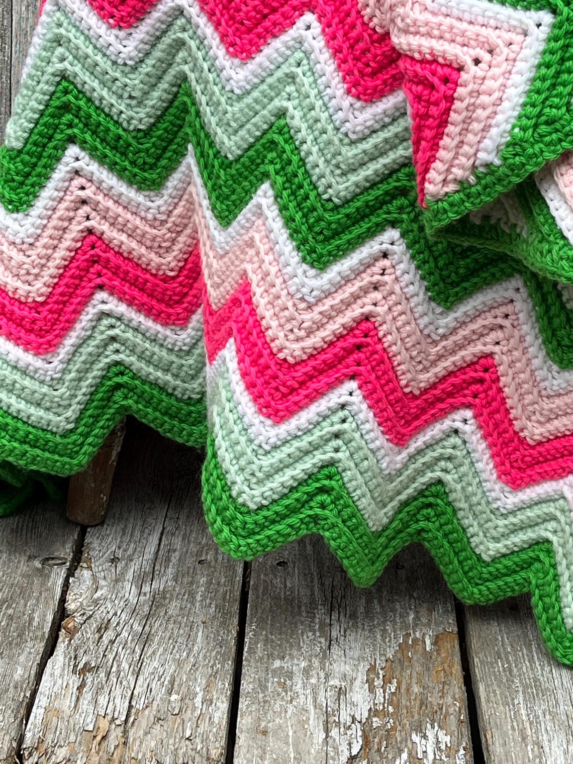 Vintage Neon Chevron Pattern Hand-crocheted Afghan Twin Blanket - Etsy
