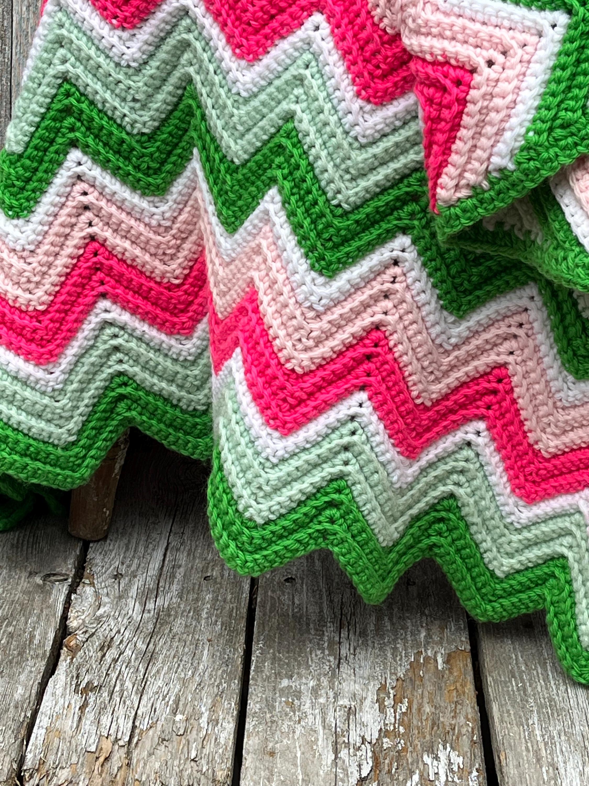 Vintage Neon Chevron Pattern Hand-crocheted Afghan Twin Blanket - Etsy