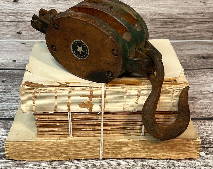 Vintage 1900’s Star Boston & Lockport Block Co. Wooden Dual Pulley ...