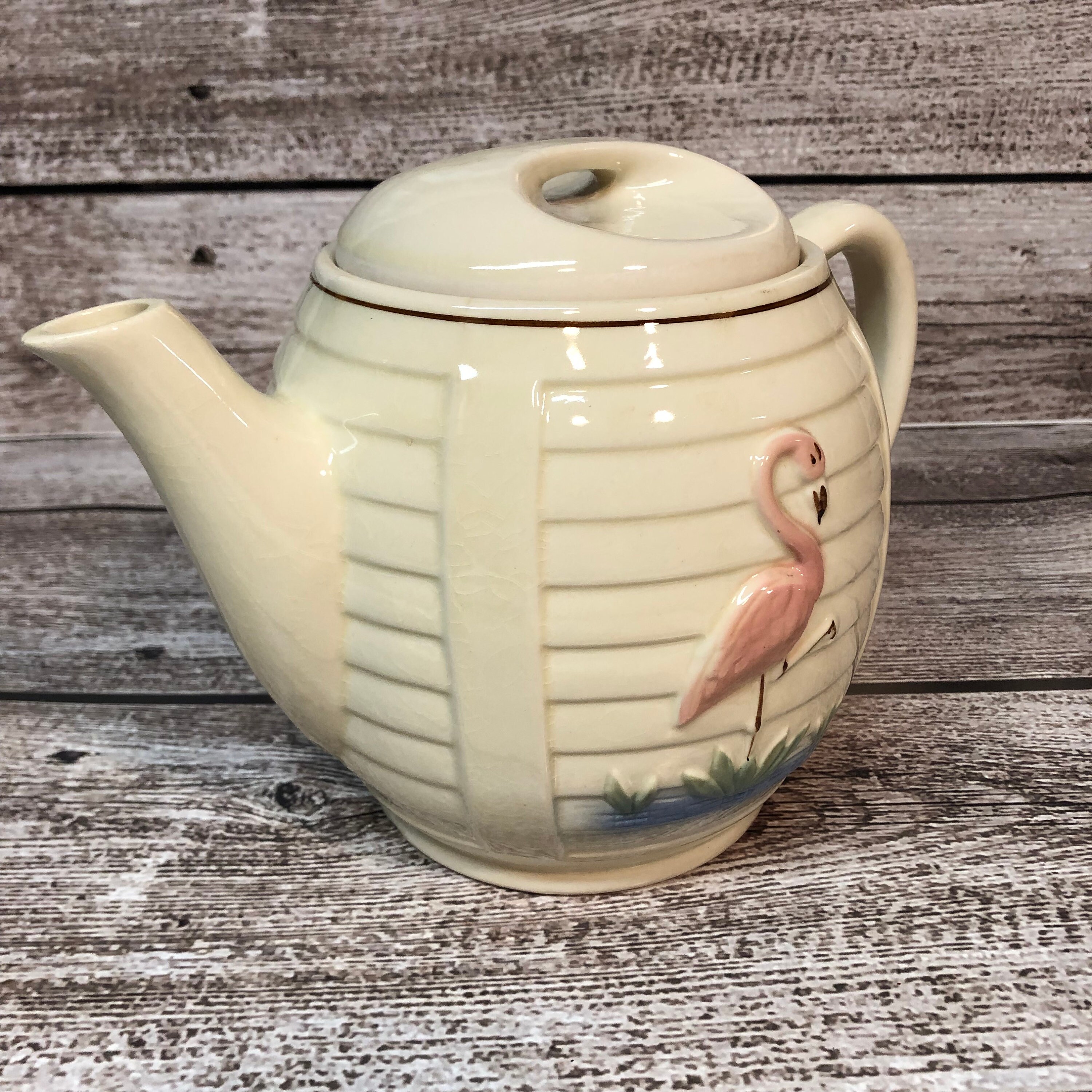 Vintage Porcelier China Tea Pot Hand Painted Flamingo Made in - Etsy