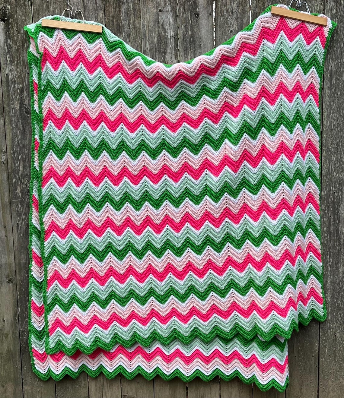 Vintage Neon Chevron Pattern Hand-crocheted Afghan Twin Blanket - Etsy