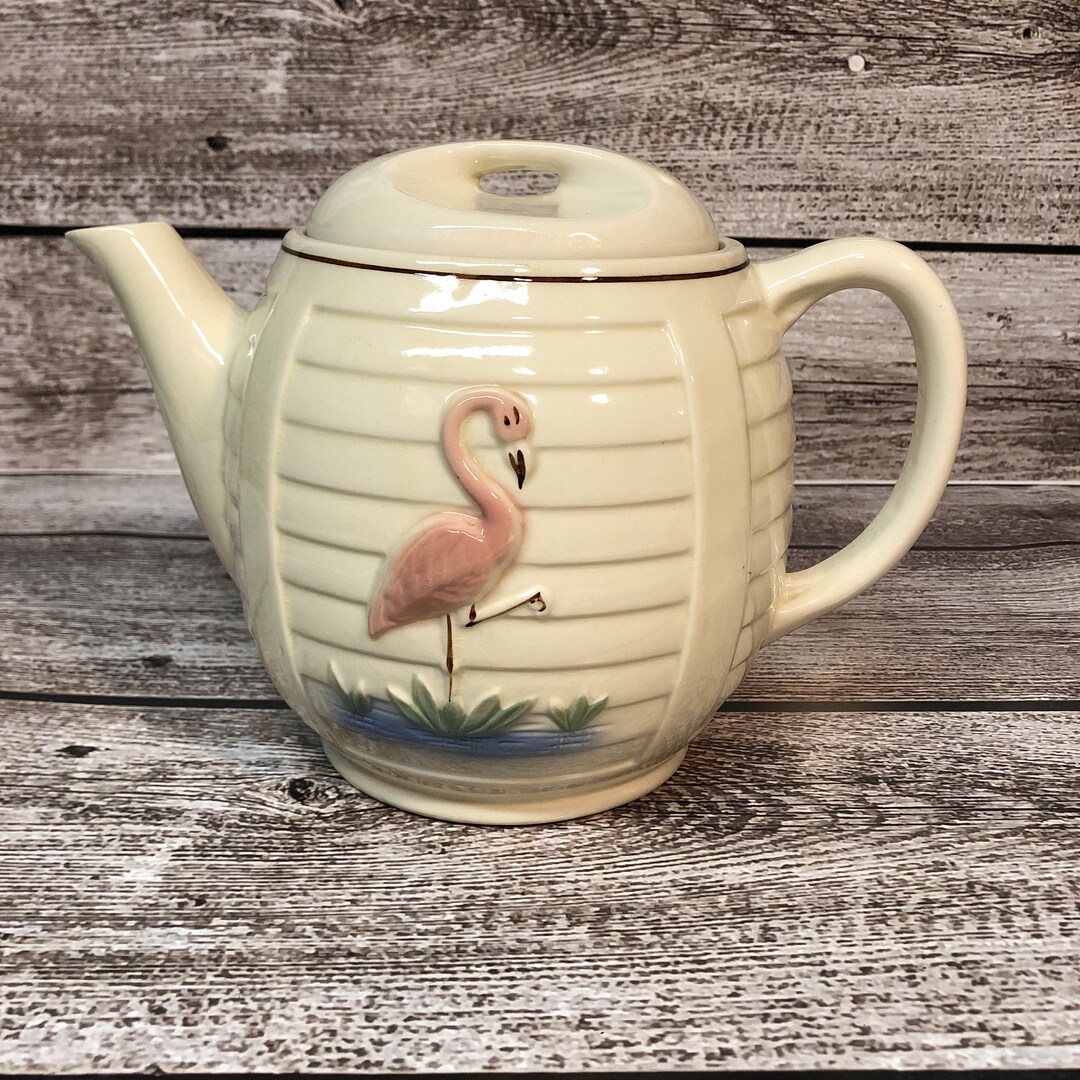 Vintage Porcelier China Tea Pot Hand Painted Flamingo Made in - Etsy