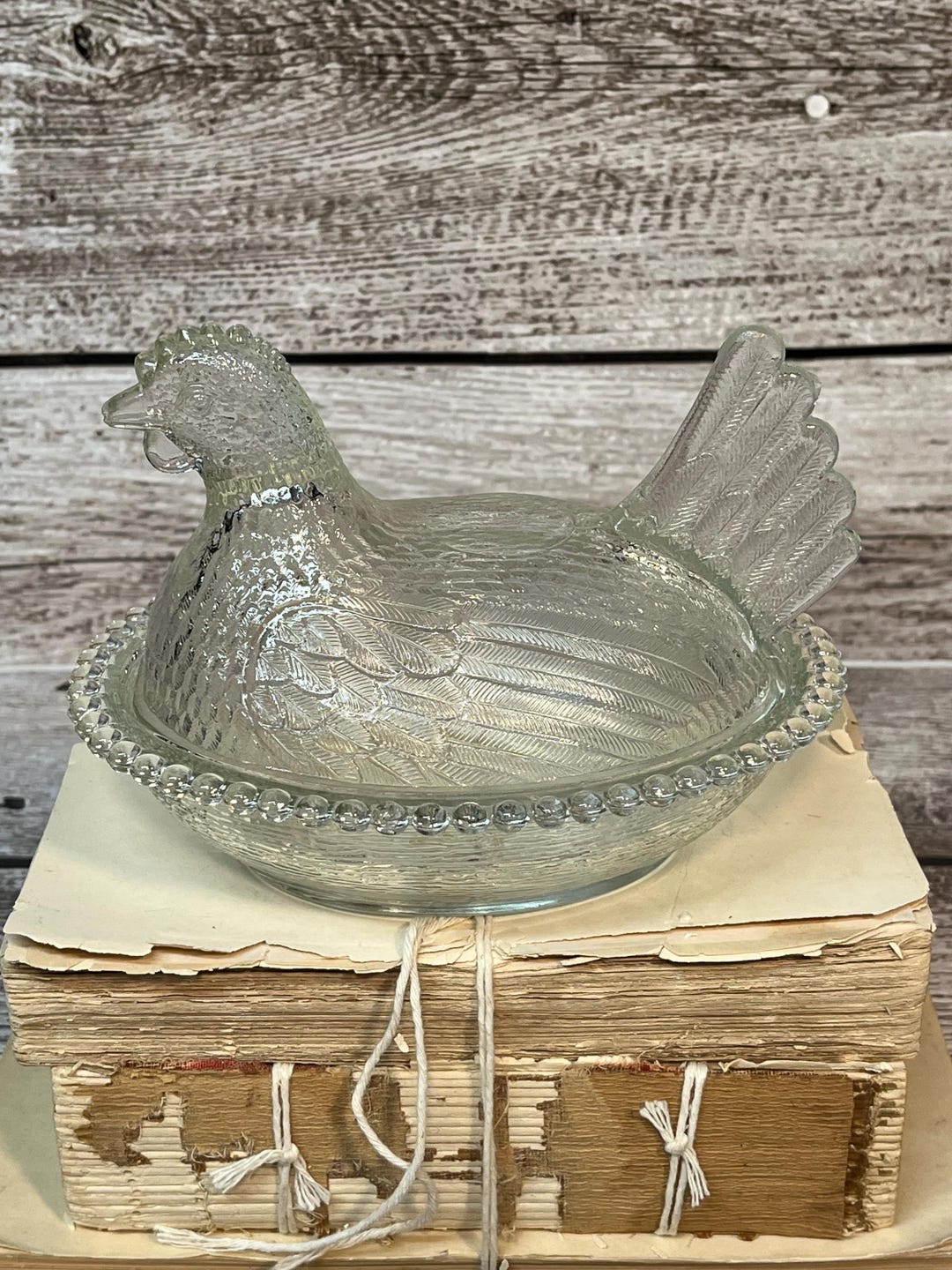 Vintage Clear Imperial Glass Hen on Nest Lidded Dish - Etsy