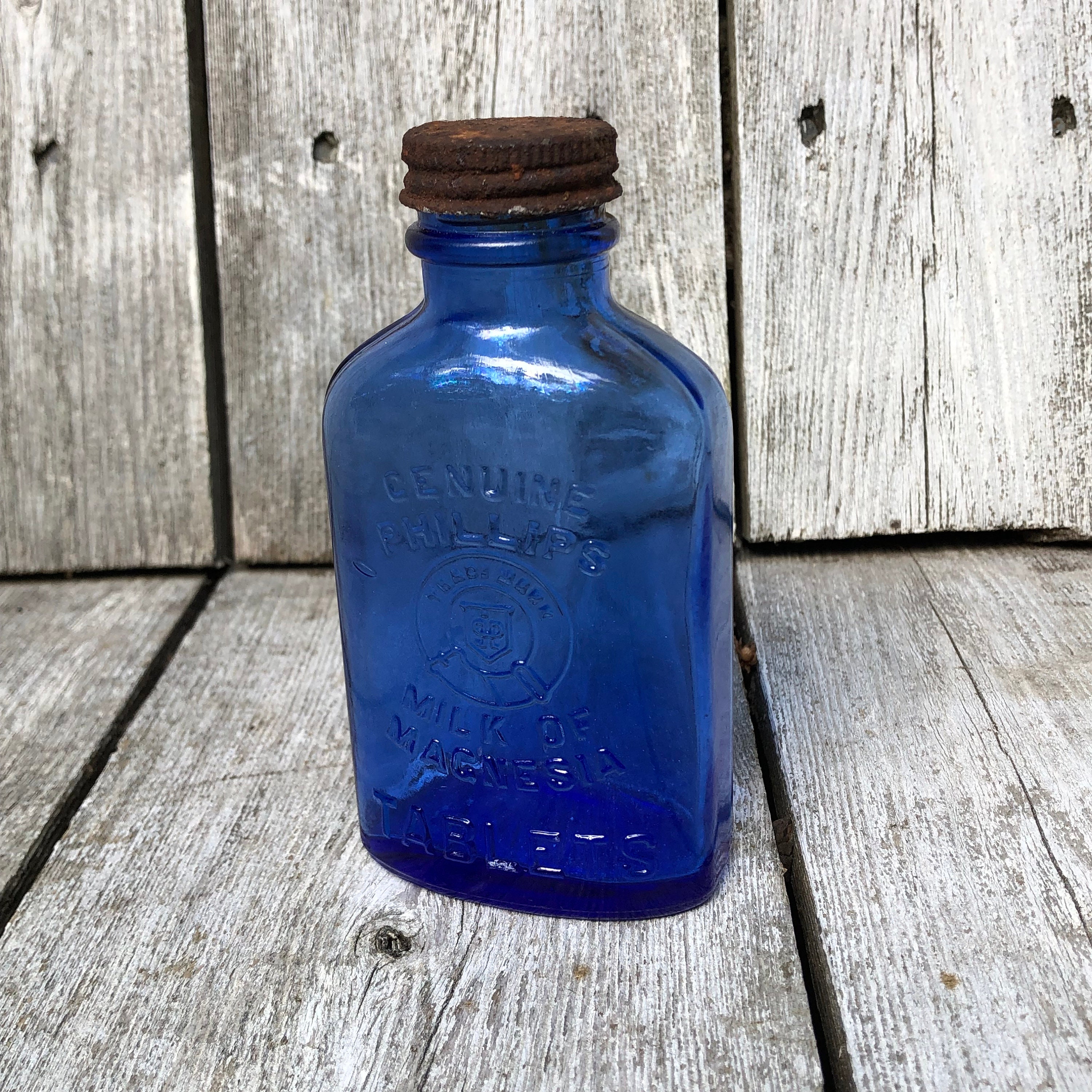 Vintage Phillips Milk of Magnesia Cobalt Blue Bottle With Lid - Etsy