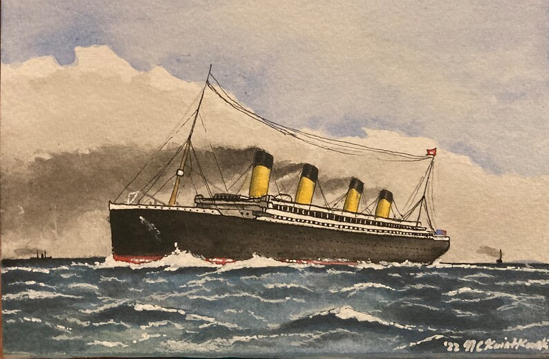 RMS Titanic Digital Art. Printable Nautical Theme Poster of Titanic ...