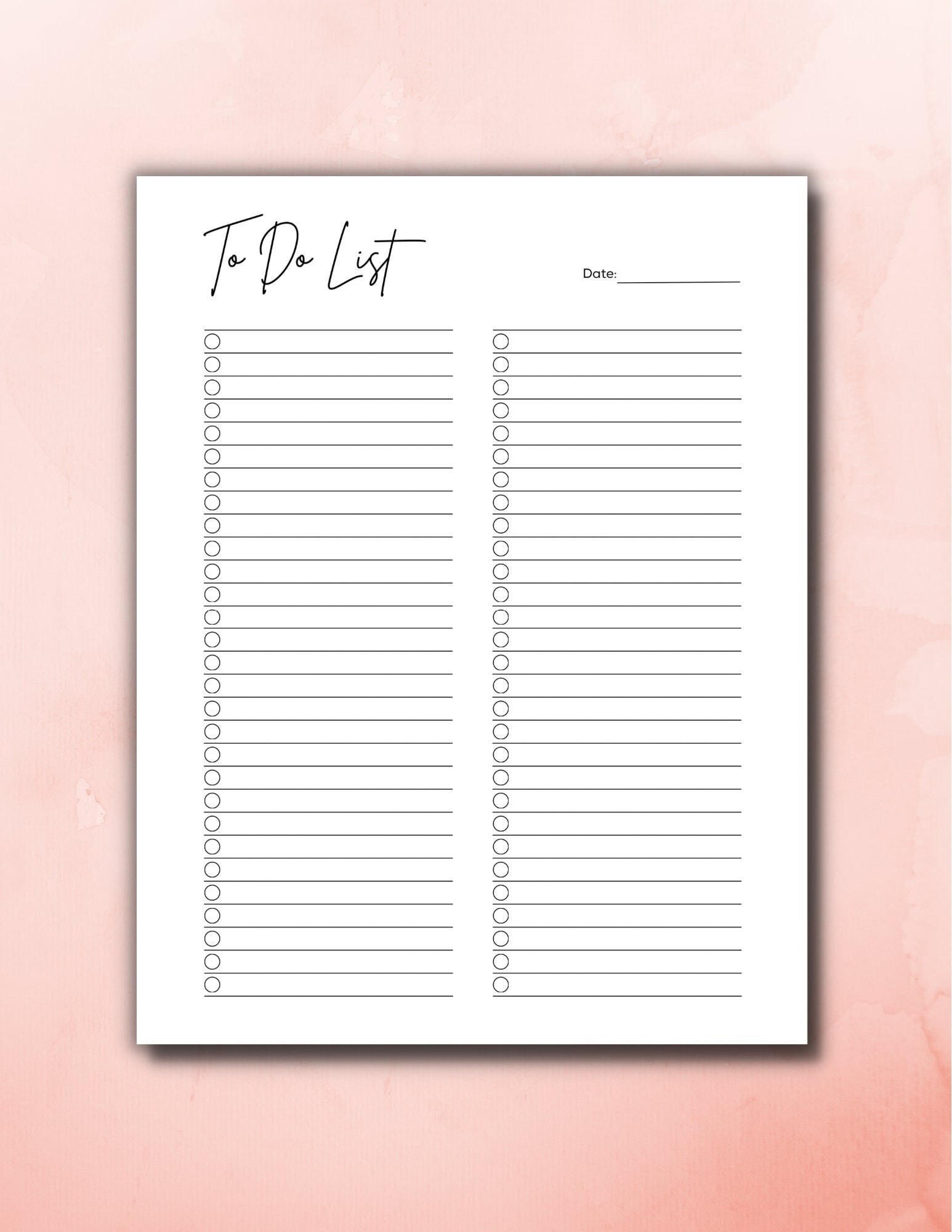 To Do List, Task List, Printable, Digital Download - Etsy