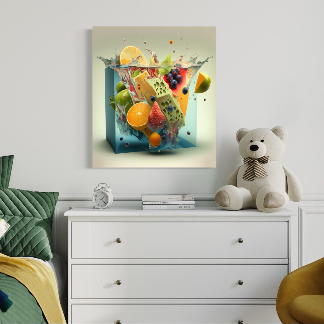 Fruit Splash Art Mango Painting Pop Art Fruit Blueberry Artwork Cubism ...