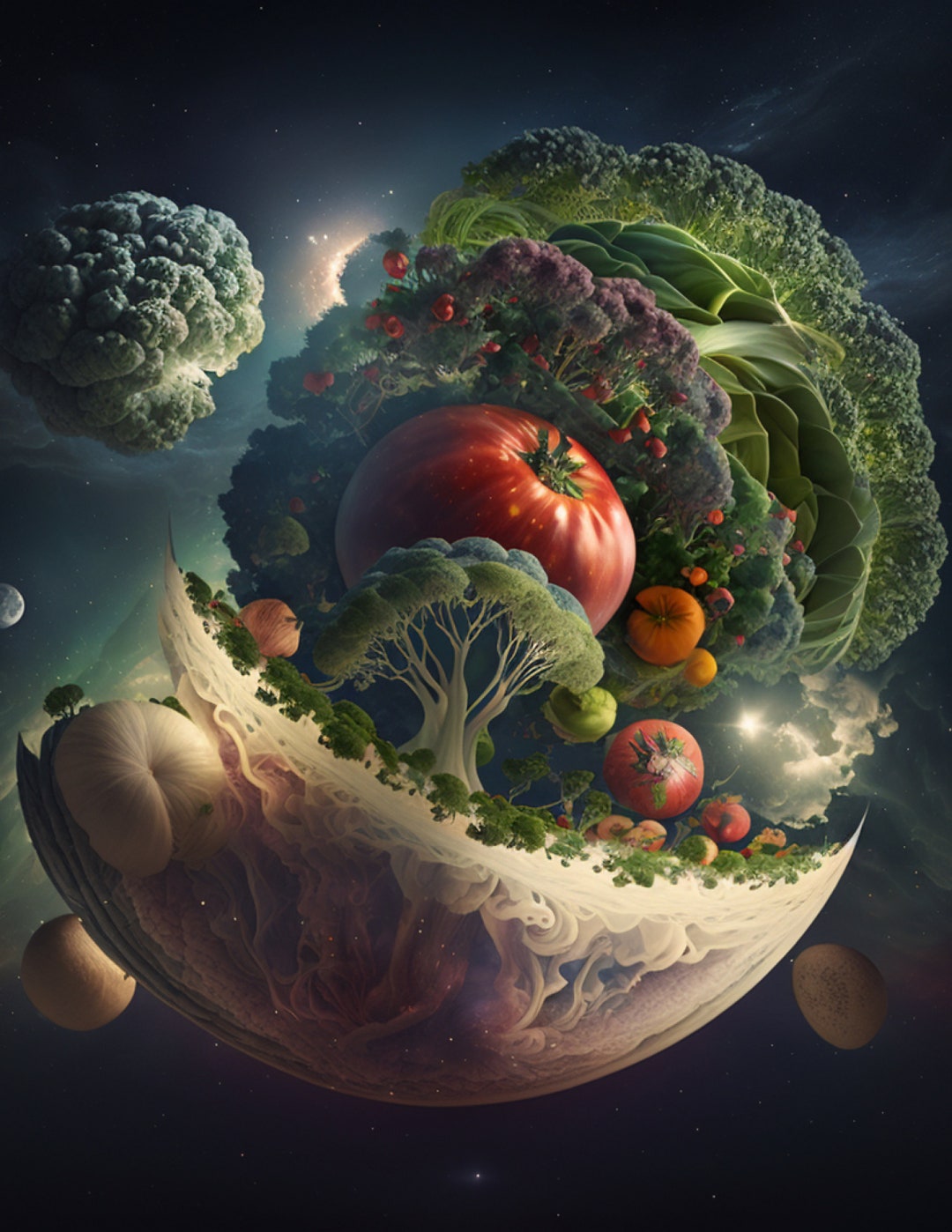 Fruits and Vegetables Painting Tomato Painting Broccoli Art - Etsy