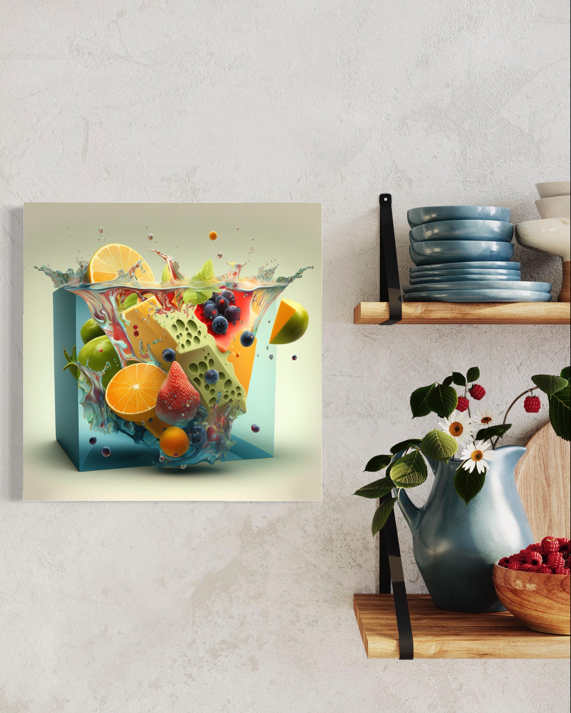 Fruit Splash Art Mango Painting Pop Art Fruit Blueberry Artwork Cubism ...
