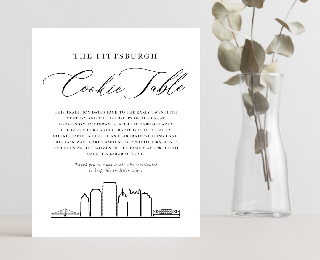 Pittsburgh, PA Cookie Table Sign, Wedding, 8x10" Digital Download, Self ...