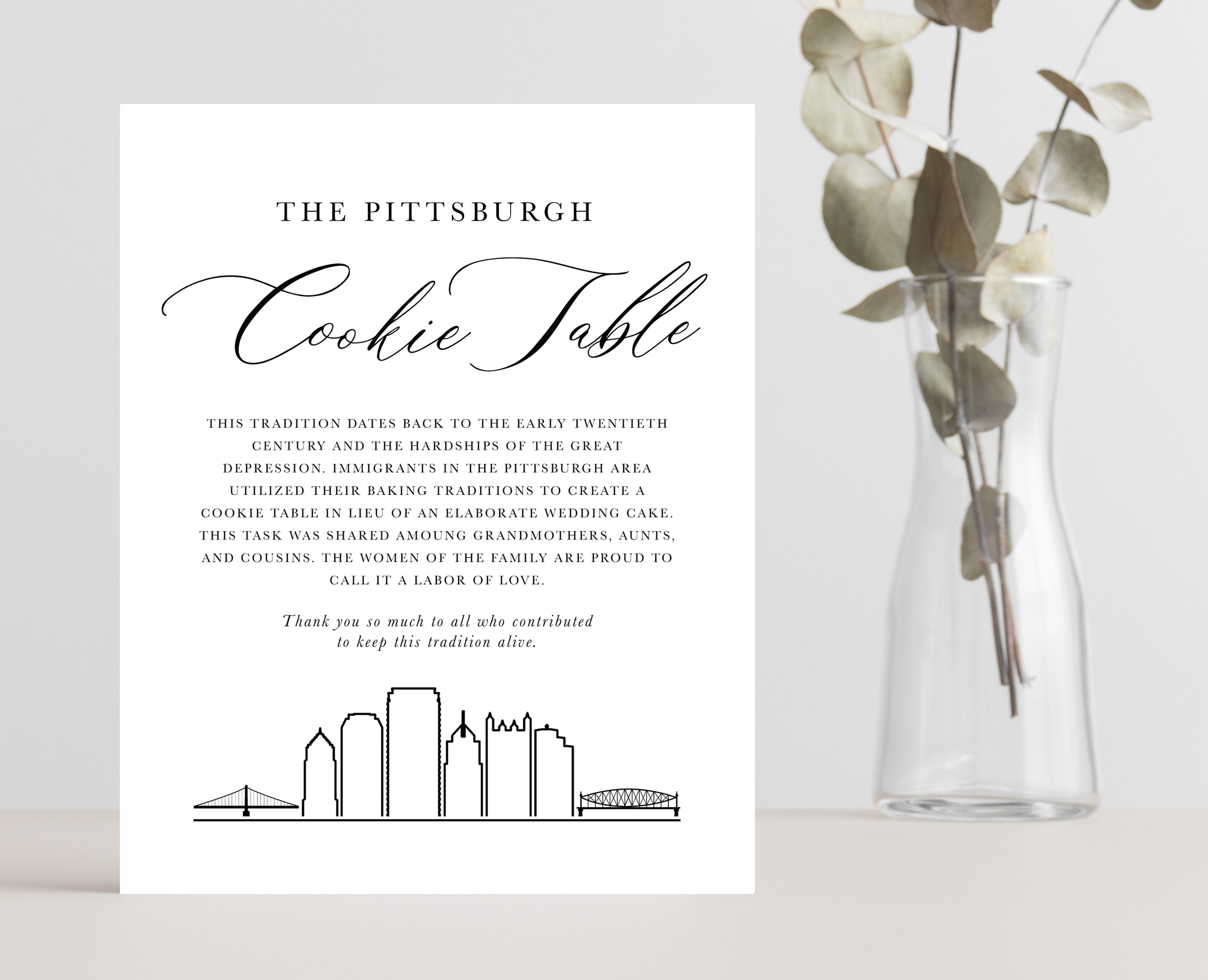Pittsburgh, PA Cookie Table Sign, Wedding, 8x10" Digital Download, Self ...