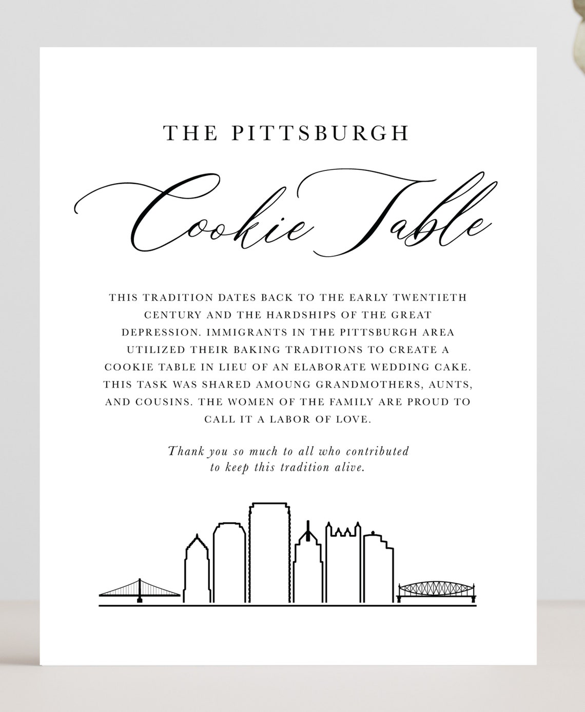 Pittsburgh, PA Cookie Table Sign, Wedding, 8x10" Digital Download, Self ...