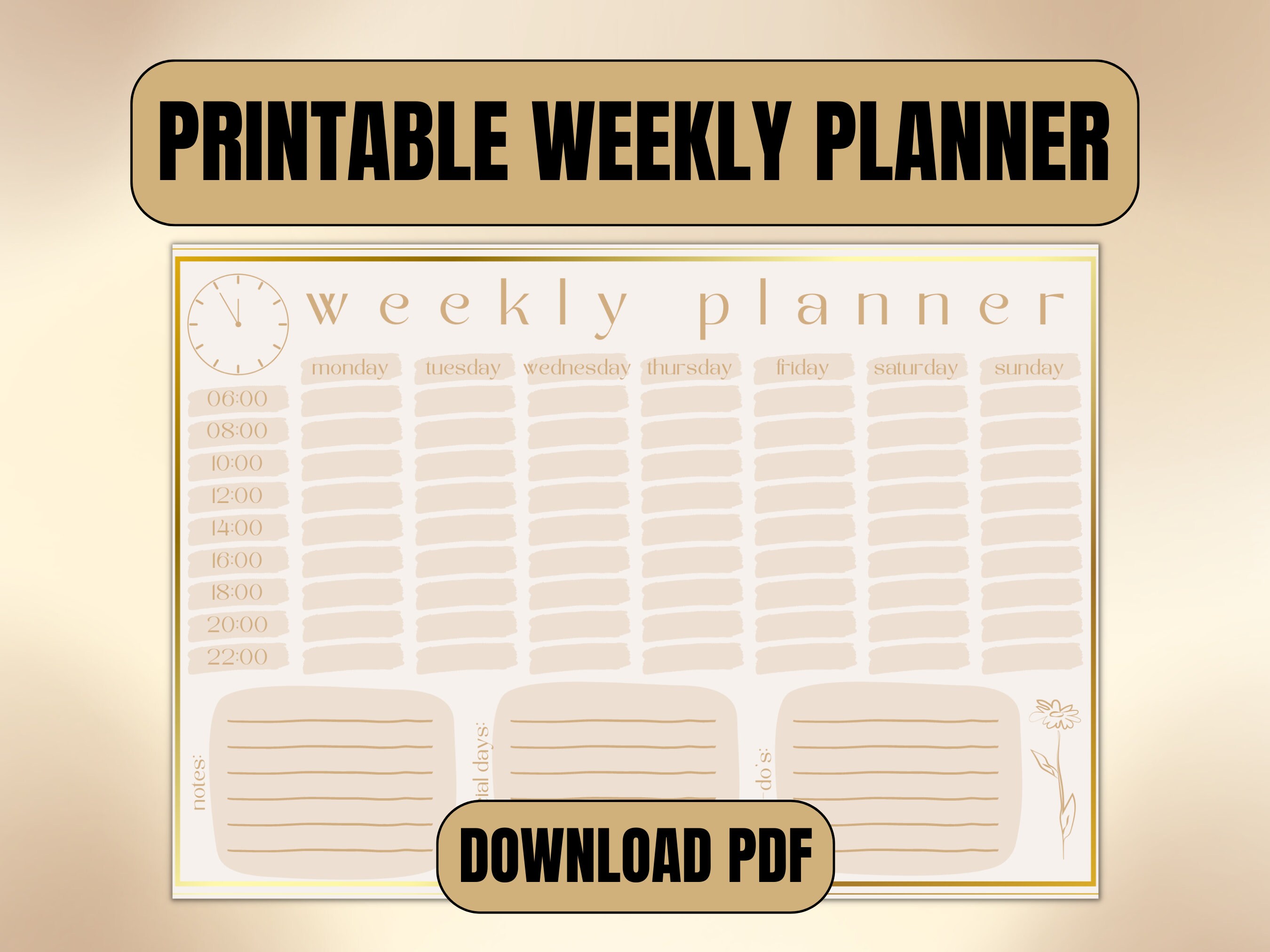 Printable Weekly Planner, Undated Digital Planner, Digital Planner ...