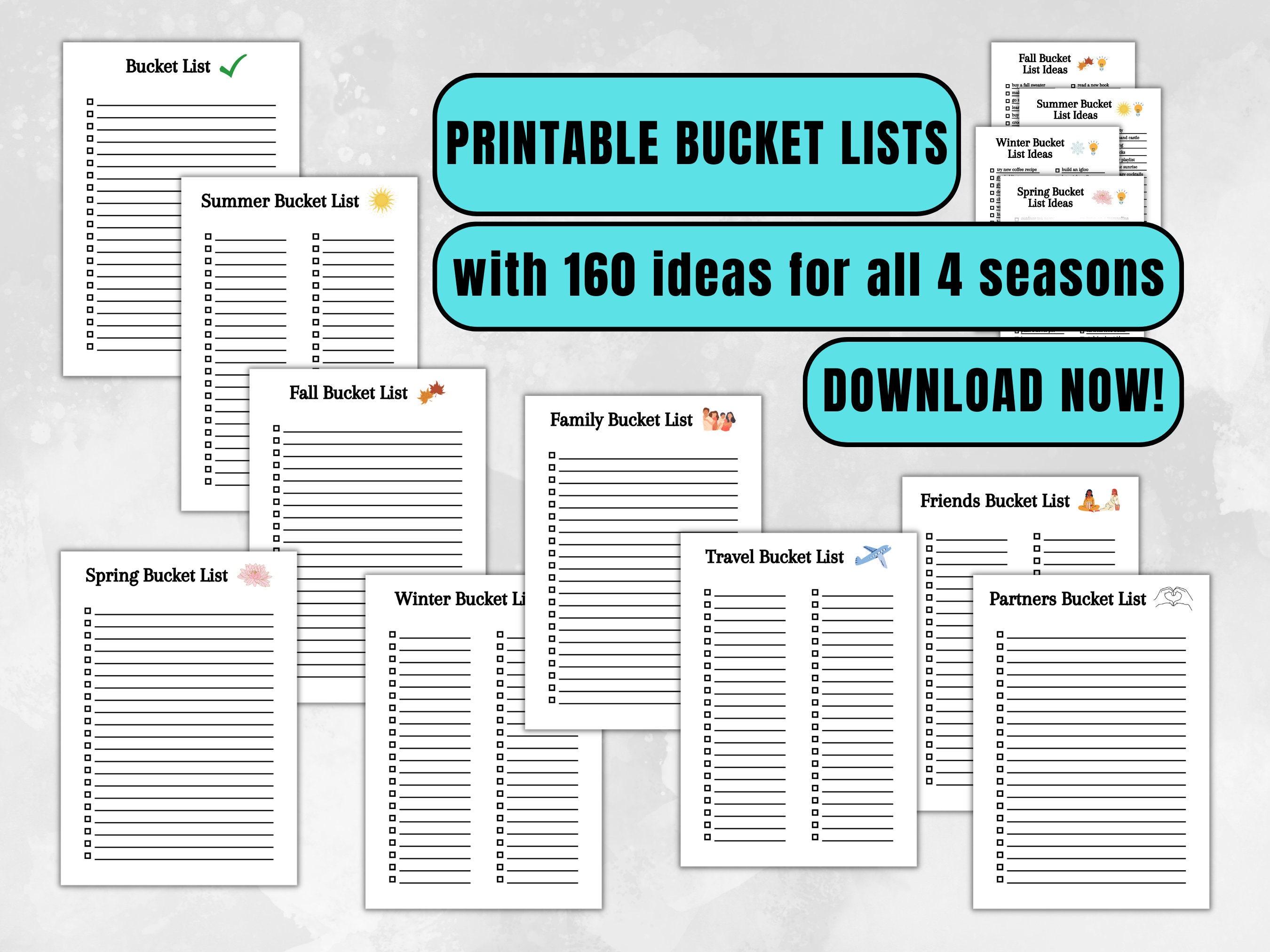 Printable Bucket Lists, Bucket List Journal, Digital Bucket List, Bucket List Bundle, to Do List ...