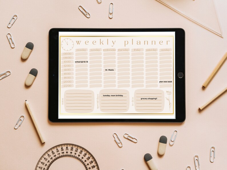 Printable Weekly Planner, Undated Digital Planner, Digital Planner ...