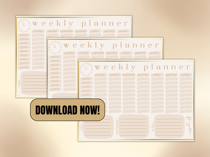 Printable Weekly Planner, Undated Digital Planner, Digital Planner ...