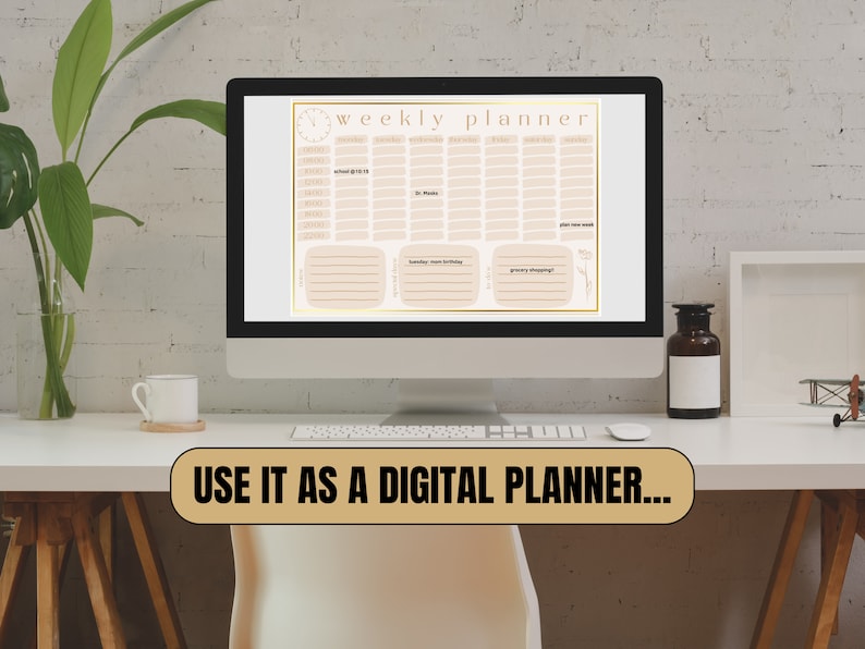 Printable Weekly Planner, Undated Digital Planner, Digital Planner ...
