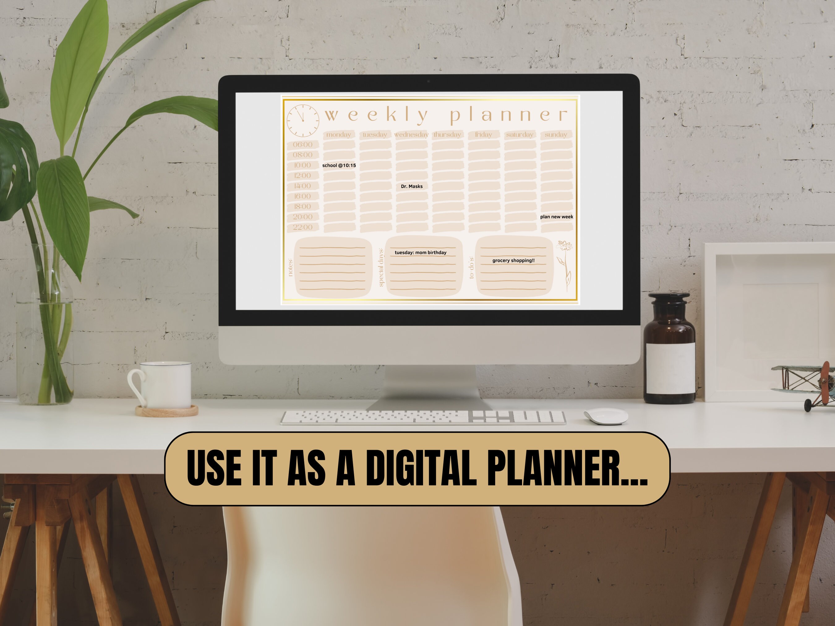 Printable Weekly Planner, Undated Digital Planner, Digital Planner ...
