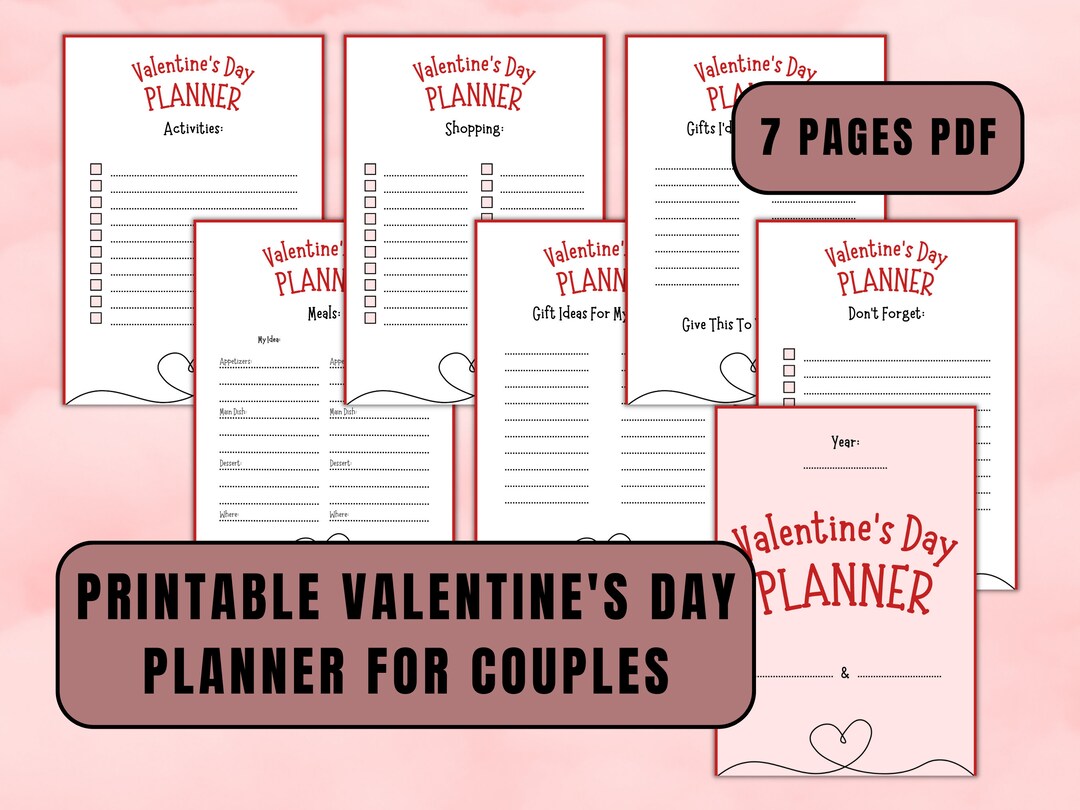 Printable Valentines Day Planner, Valentines Day Gift for Him ...