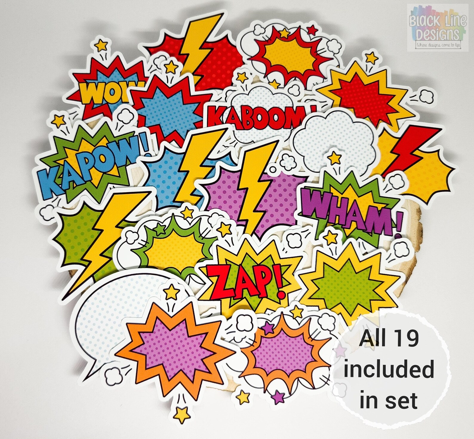 Comic Book Stickers | Set of 19 | Superhero Pop Art Sticker Paper Die ...
