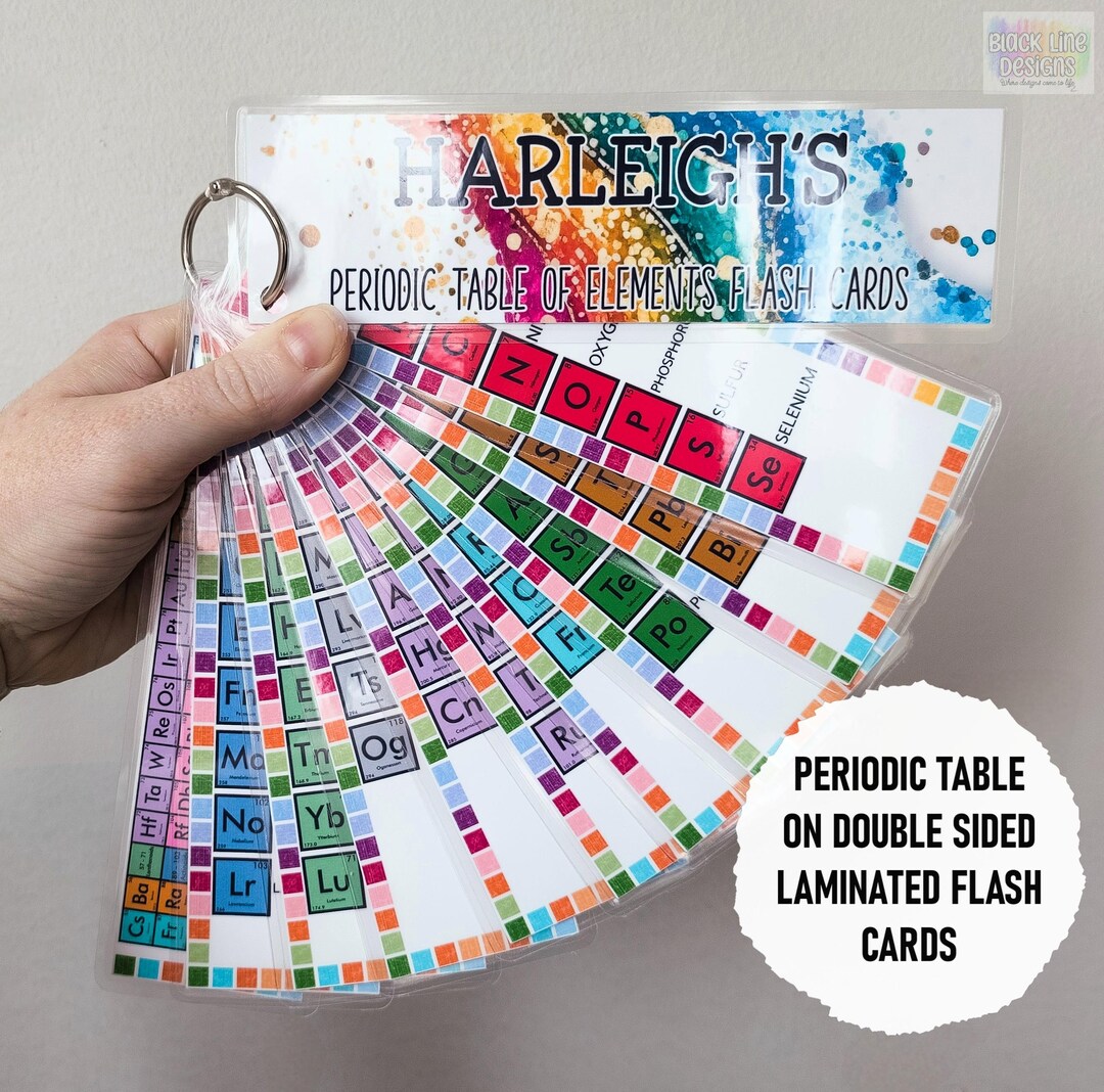 Personalized Periodic Table Flash Cards | Chemistry Study Gift for ...
