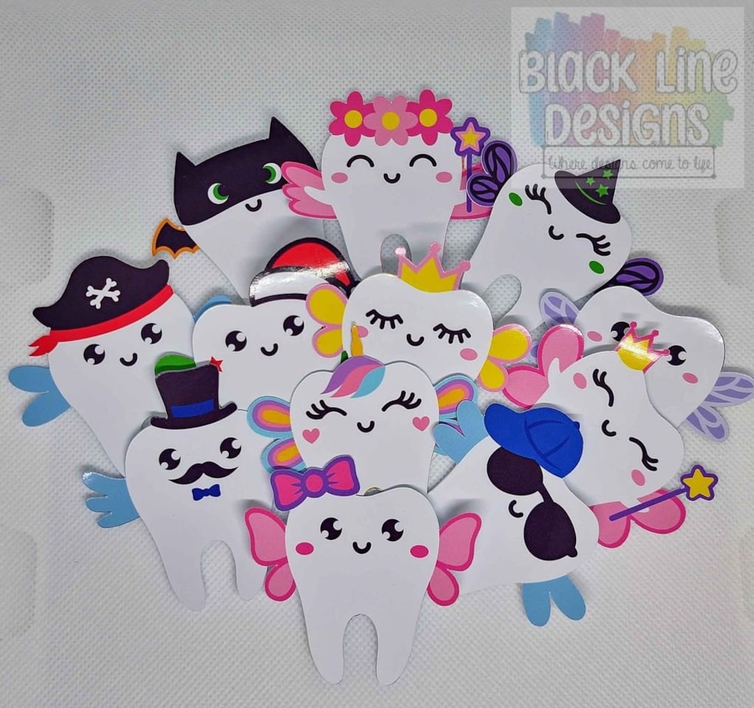 Tooth Fairy Stickers Cute Kawaii Glossy Embellishments for Scrapbook ...