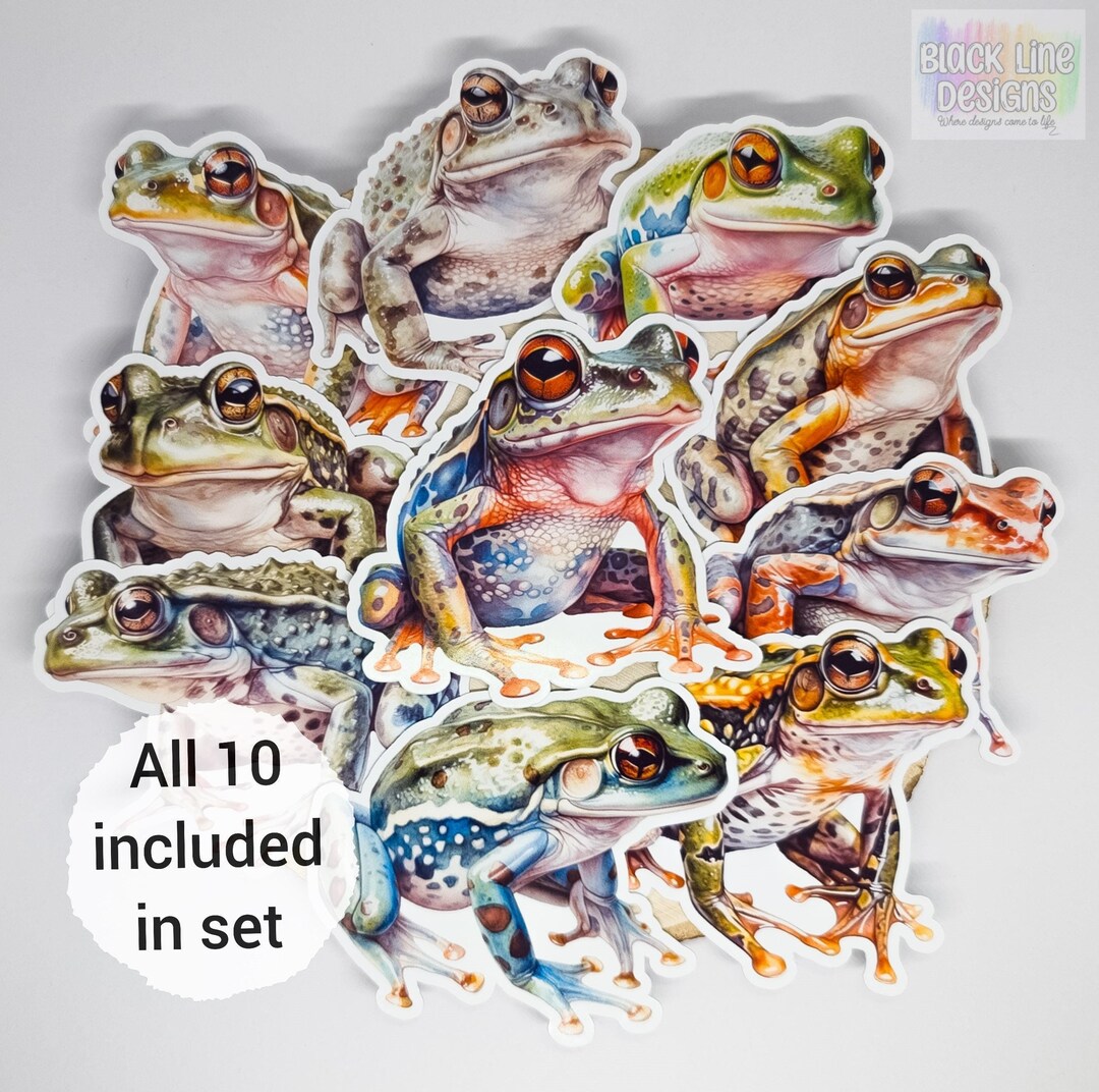 Realistic Tree Frog Stickers | Watercolour Amphibian Glossy ...
