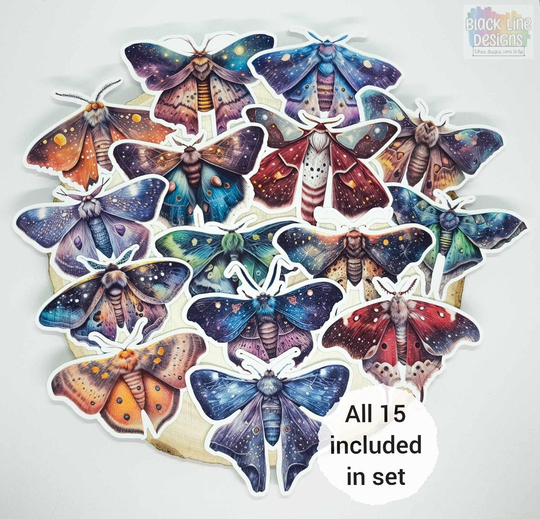 Aurora Moth Stickers | Watercolour Butterfly Matte Embellishments for ...