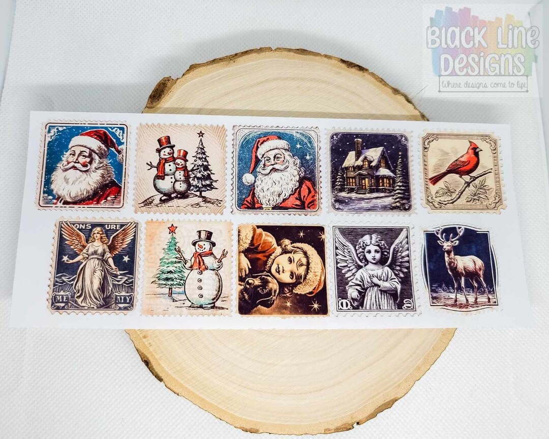 Retro Stamp Postage Stickers Faux Realistic Glossy Embellishments for ...