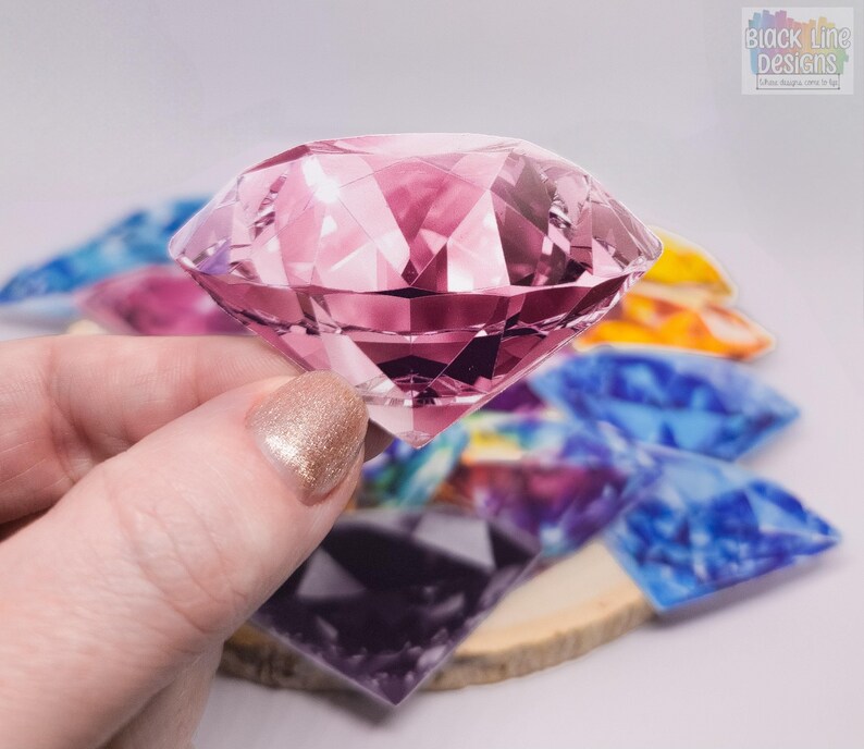 Crystal Diamond Stickers | Set of 18 | Realistic Gemstone Sticker Paper ...