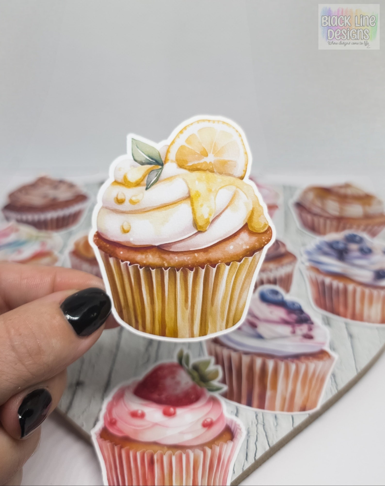 Iced Cupcake Stickers | Watercolour Desserts Matte Embellishments for ...