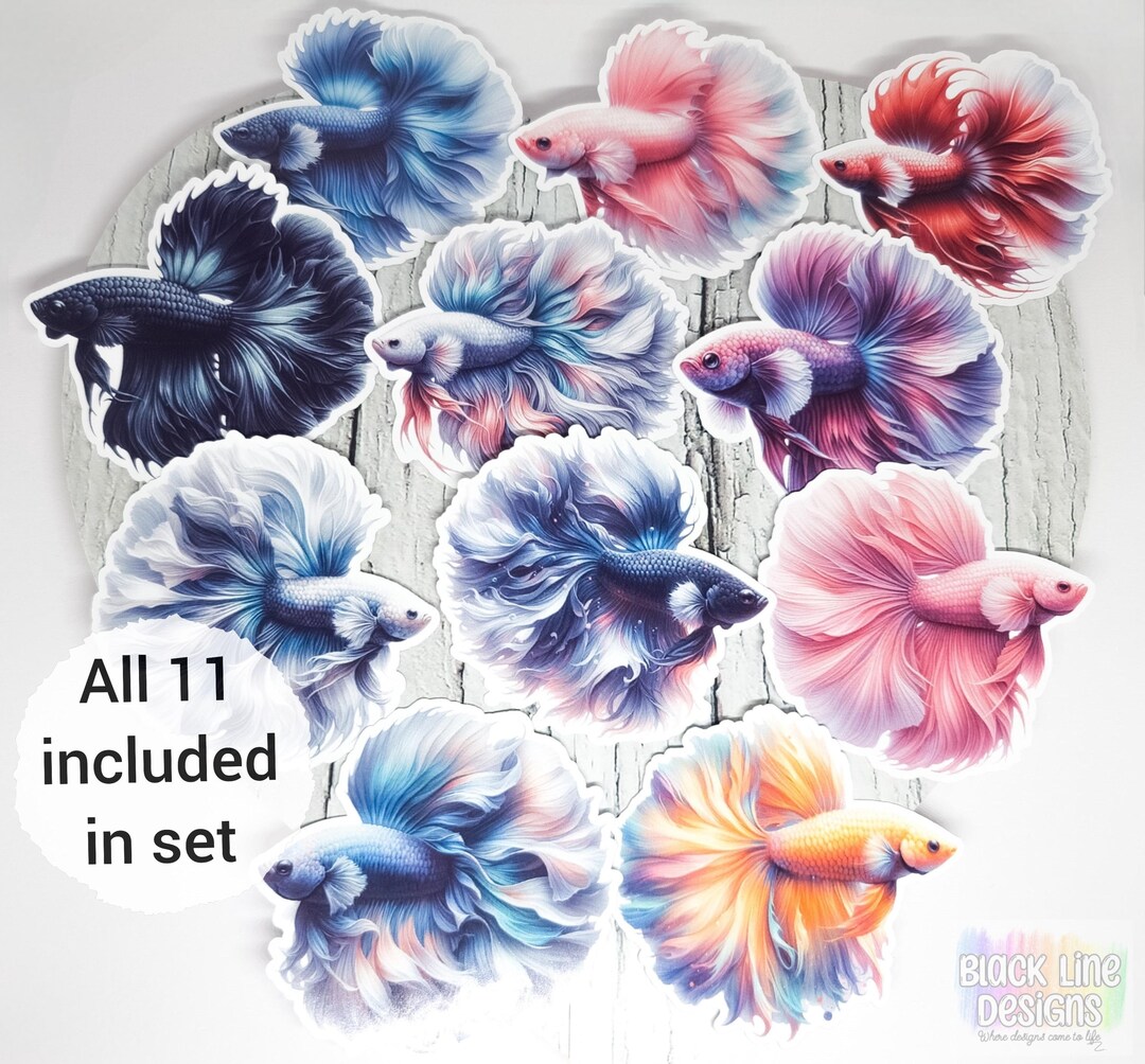 Betta Fish Stickers | Watercolor Fighting Fish Glossy Embellishments ...