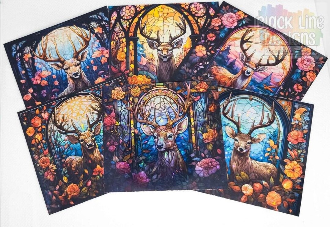 Holographic Deer Vinyl Decals Stained Glass Doe Stickies - Etsy