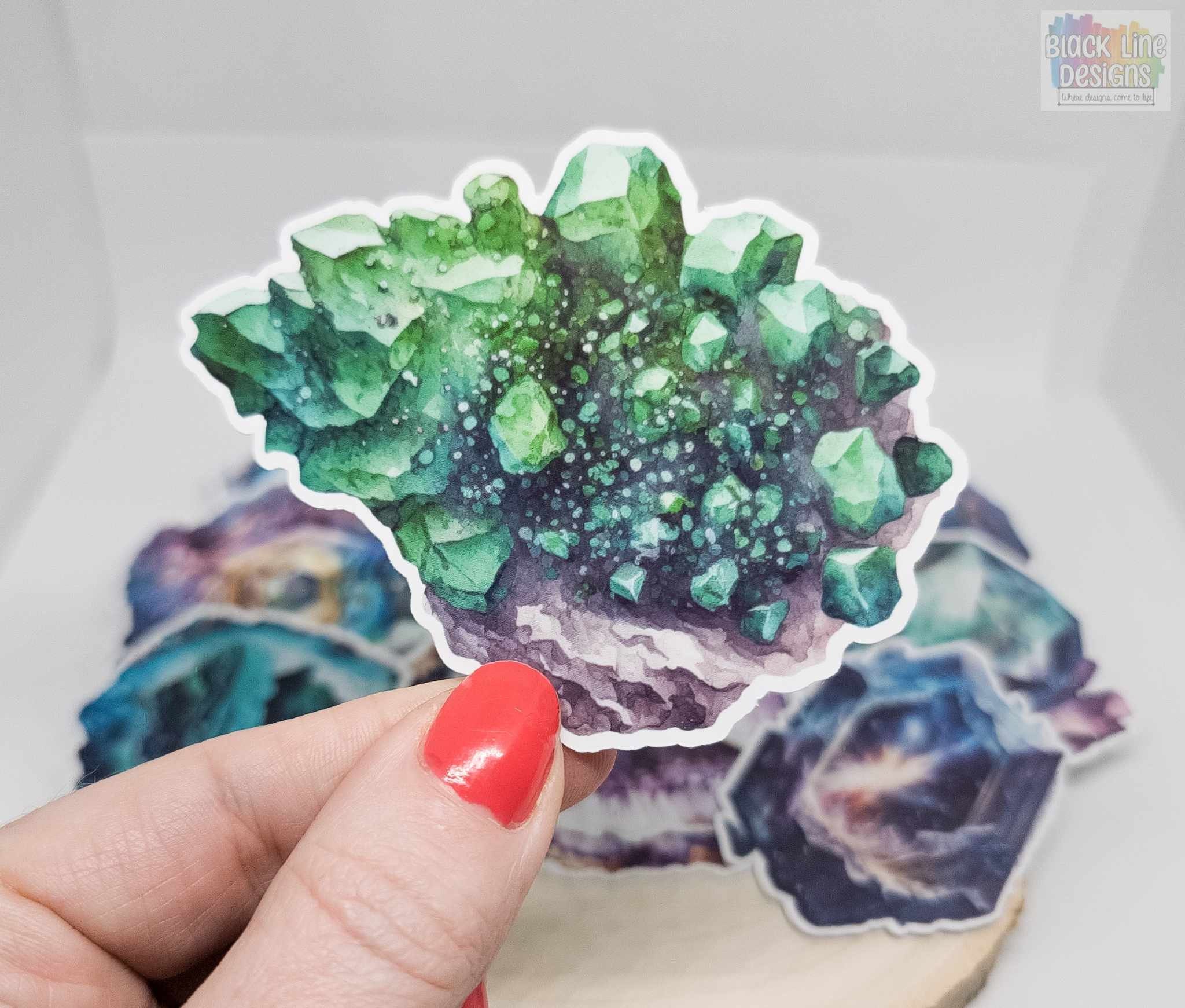 Geode Crystal Slice Stickers | Watercolour Realistic Glossy ...