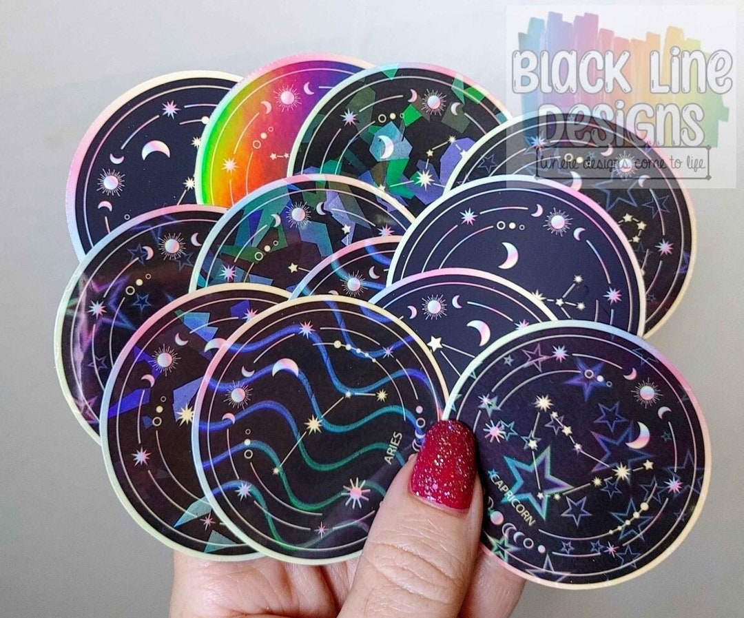 Holographic Zodiac Constellation Decals Holo Vinyl Horoscope Stickers ...