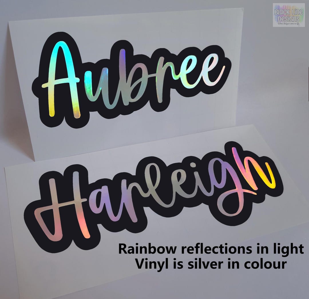 Holographic Vinyl Name Decal | Personalized Holo Word Sticker for ...