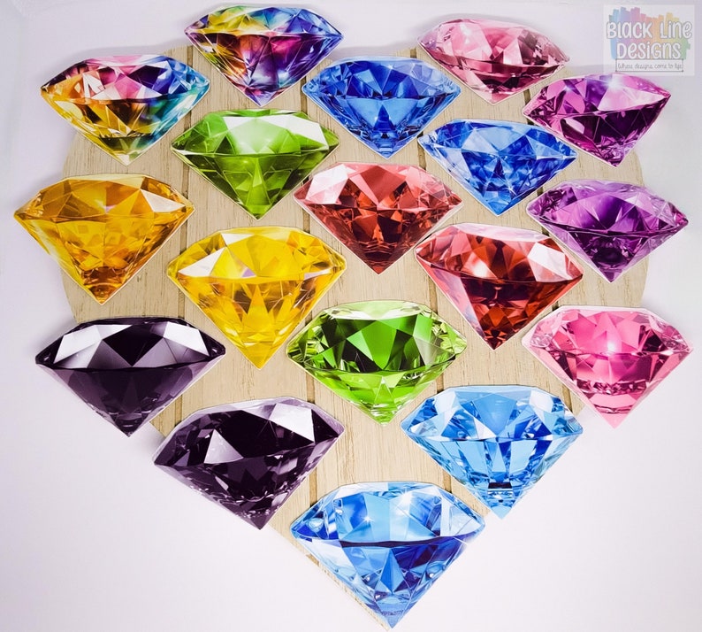 Crystal Diamond Stickers | Set of 18 | Realistic Gemstone Sticker Paper ...
