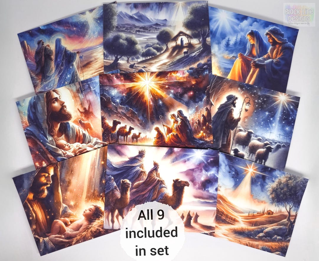 Nativity Scene Stickers | Watercolour Religious Matte Embellishments ...