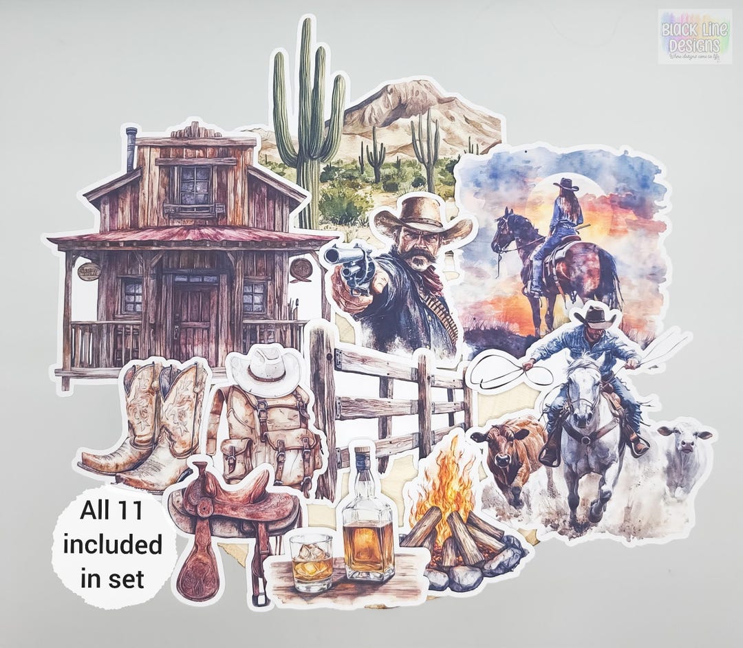 Cowboy Stickers | Set of 11 | Realistic Rancher Matte Embellishments ...