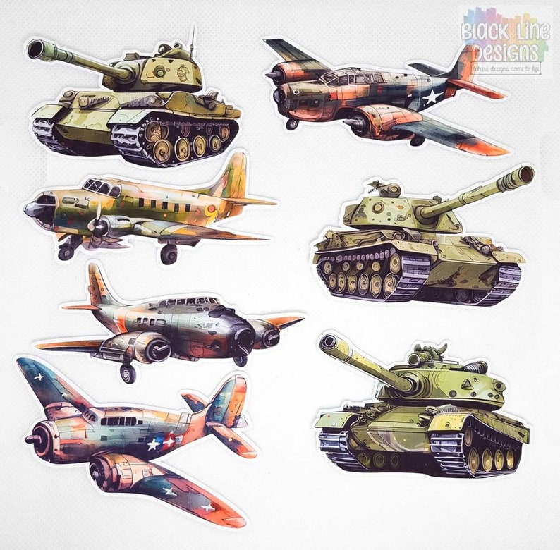 WW2 Historic Tank and Plane Stickers Military War Vehicle ...