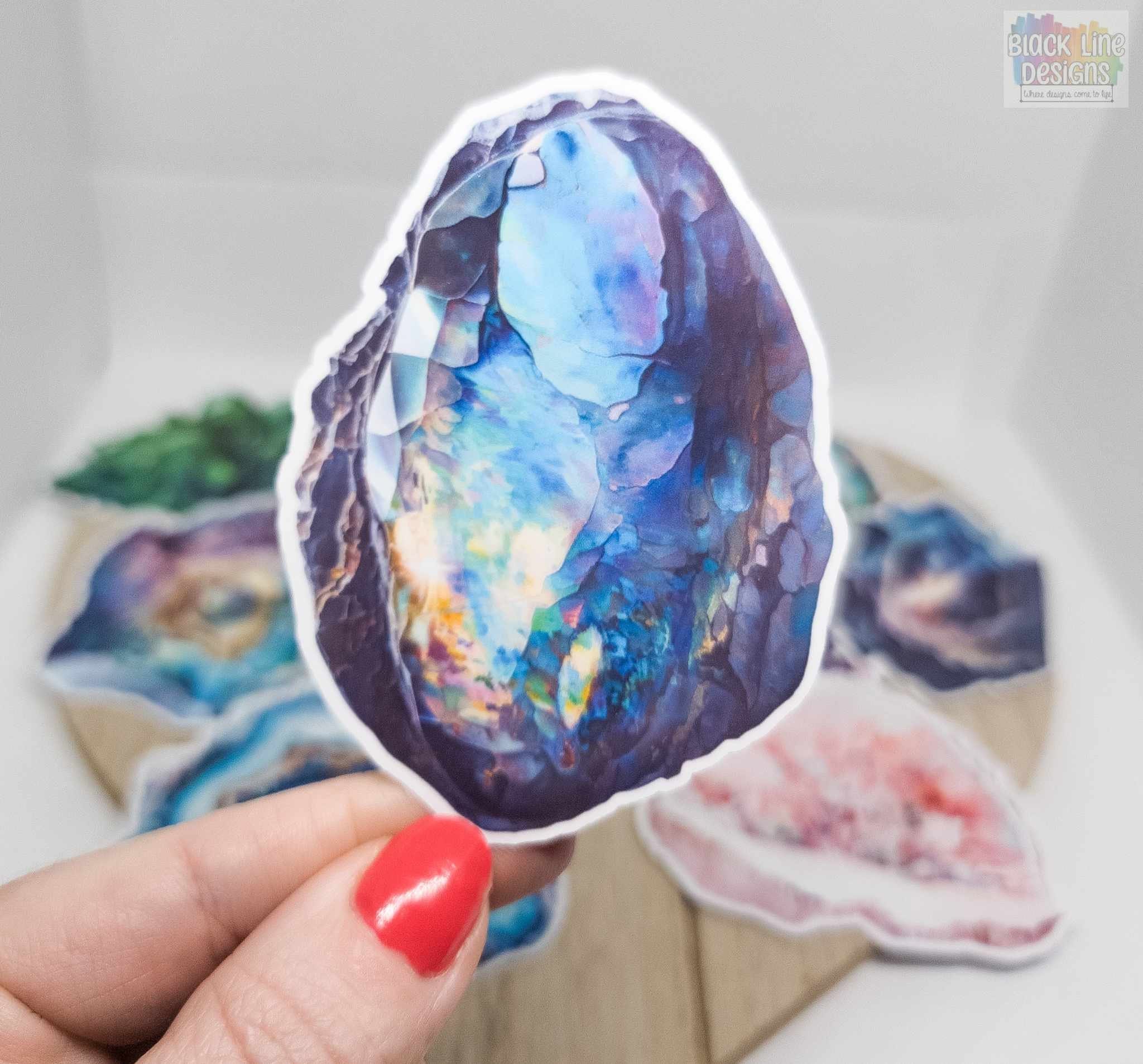 Geode Crystal Slice Stickers | Watercolour Realistic Glossy ...