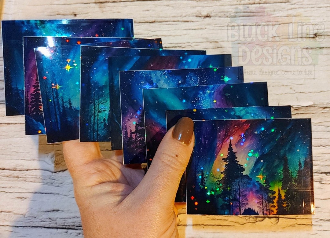 Holographic Vinyl Sticker Pack, Northern Lights Decals, Hologram ...