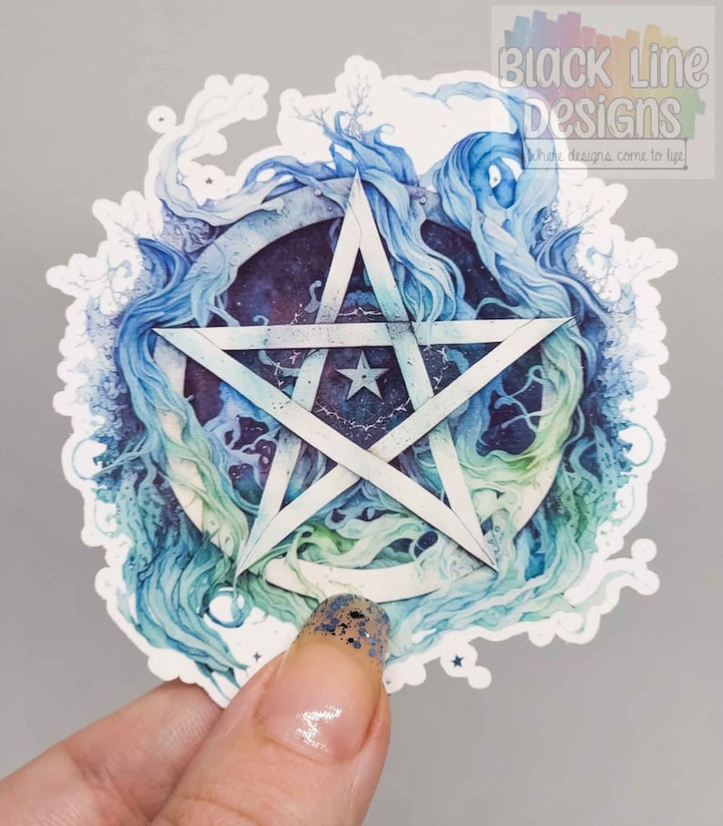 Pentacle Element Decals | Set of 6 | Watercolour Fantasy Matte Vinyl ...